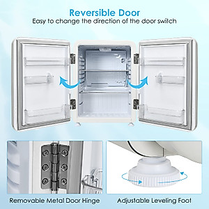 COSTWAY Compact Refrigerator, 2.4 cu ft. Single Door Small Fridge with Auto Defrost, Adjustable Temperature 32℉ to 50℉, Reversible Door, Removable Glass Shelves, Mini Fridge for Bedroom, Apartment, White