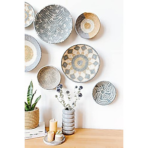 Small African Basket- Malindi/Rwanda Basket/Woven Bowl/Sisal & Sweetgrass Basket/Gray-Blue, White