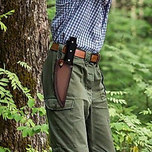 MiOYOOW Leather Knife Sheath, 8" Knife Head Sheath Kitchen Knife Protective Scabbard with Belt Loop for Outdoor Camping BBQ Hunting