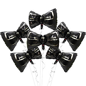 Big Black Bow Tie Balloon Bowtie Balloon Father's Day Balloon Mouse Balloon, 6 Pack Bow Balloon Bowknot Foil Balloons Mouse Party Decoration For Birthday Wedding Bridal Baby Shower Gender Reveal