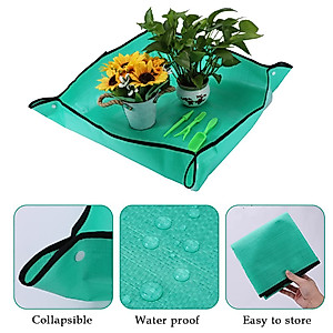 YHZNW 2PCS Plant Transplanting Repotting Mat Foldable Garden Work Cloth Waterproof Thicken Gardening Mat Change Soil Watering Pads with 3Pcs Miniature Succulent Hand Tools(Size:1Set)