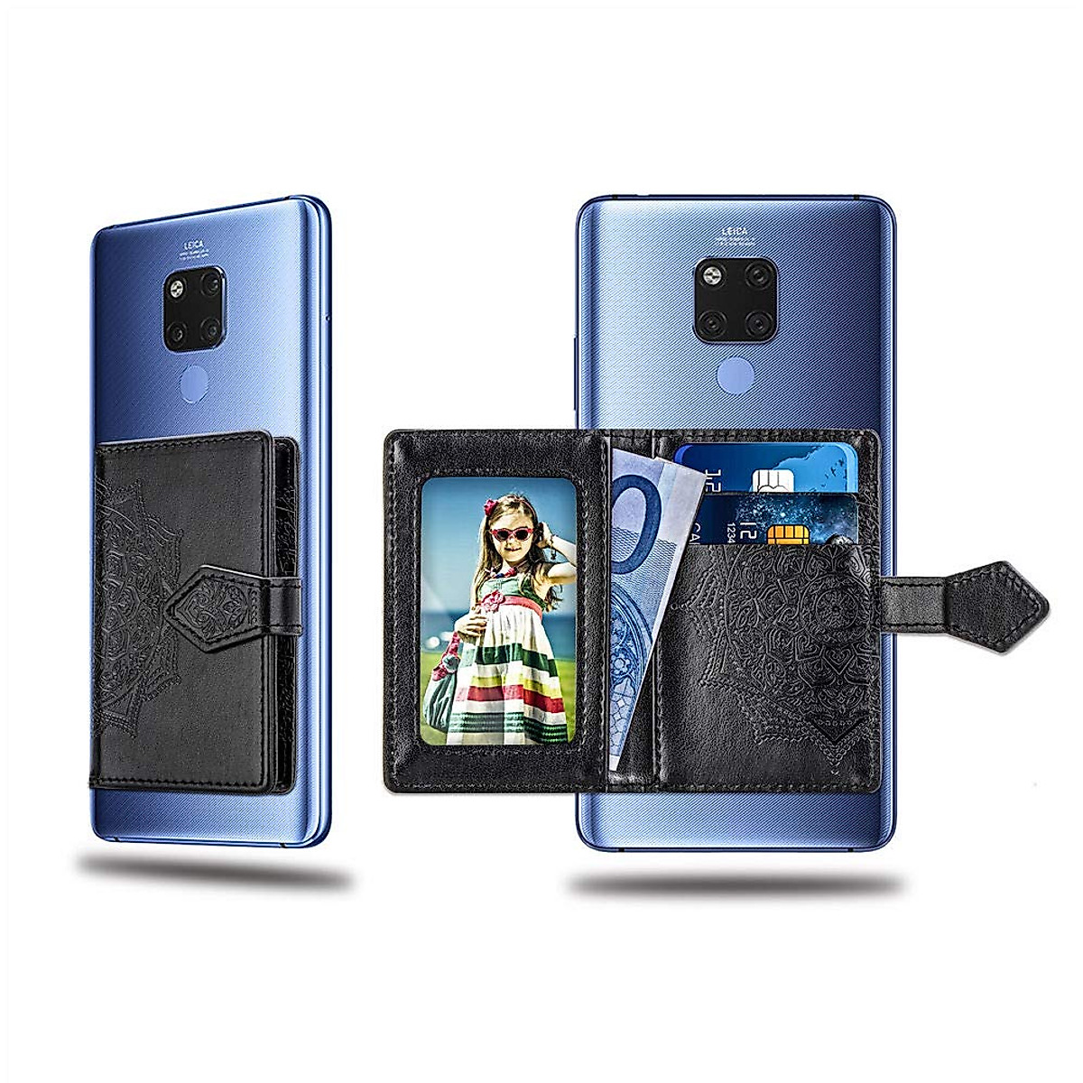 MEUPZZK Cell Phone Wallet Slim 3M Adhesive Credit Card Holder Stick on Wallet Cell Phone for iPhone/Android/Samsung Galaxy and Most Smartphones (M-Green)