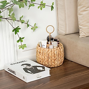 KOLWOVEN Wicker Flatware Organizer, Kitchen Utensil Holder for Countertop, Silverware Caddy Natural Woven Flatware Caddy with 3 Compartments, Cooking Utensil Organizer