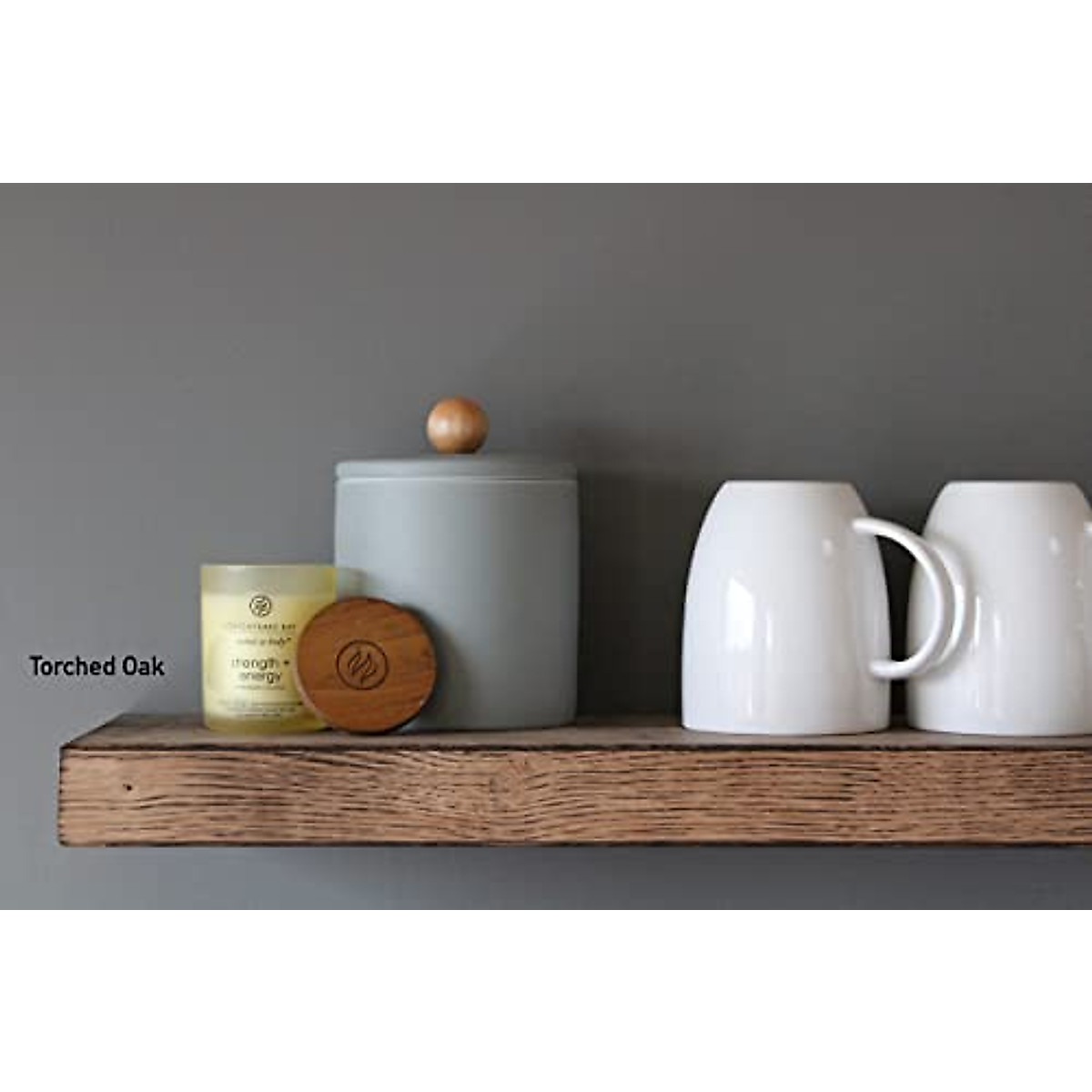 Urban Legacy Modern Hardwood Floating Accent Shelves | Set of 2 | Torched Finish (36" x 7" x 2", Torched Oak)