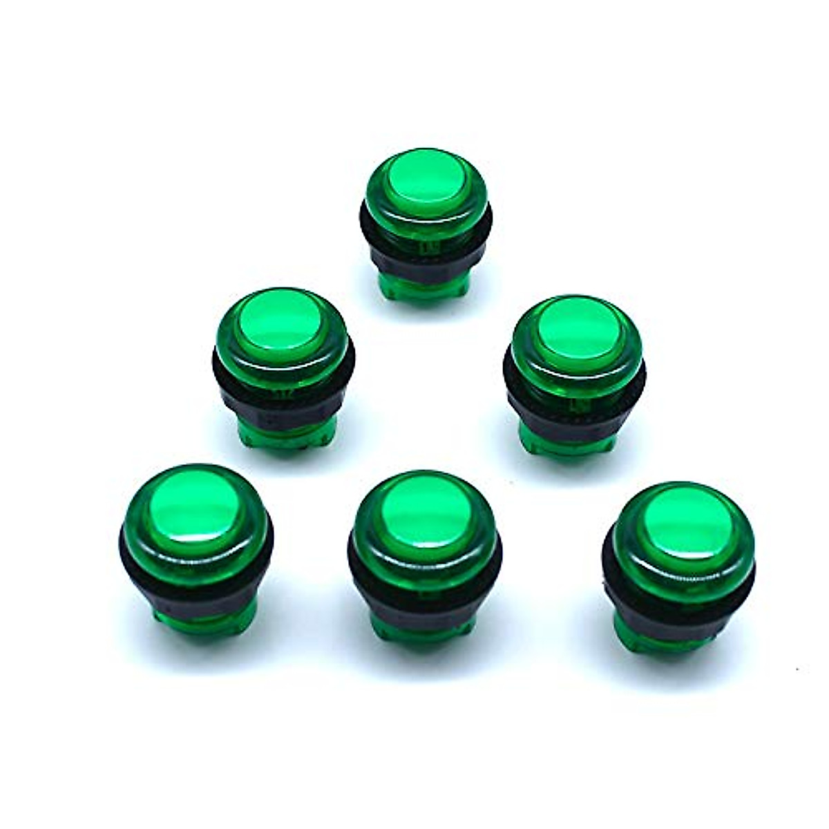 Arcity 8 Pcs Arcade LED Push Buttons Illuminated Light 6 × 30mm Buttons + 2 × 24mm Buttons with Built-in Microswtich for Arcade Machine Video Game Console DIY Jamma MAME Raspberry Green New