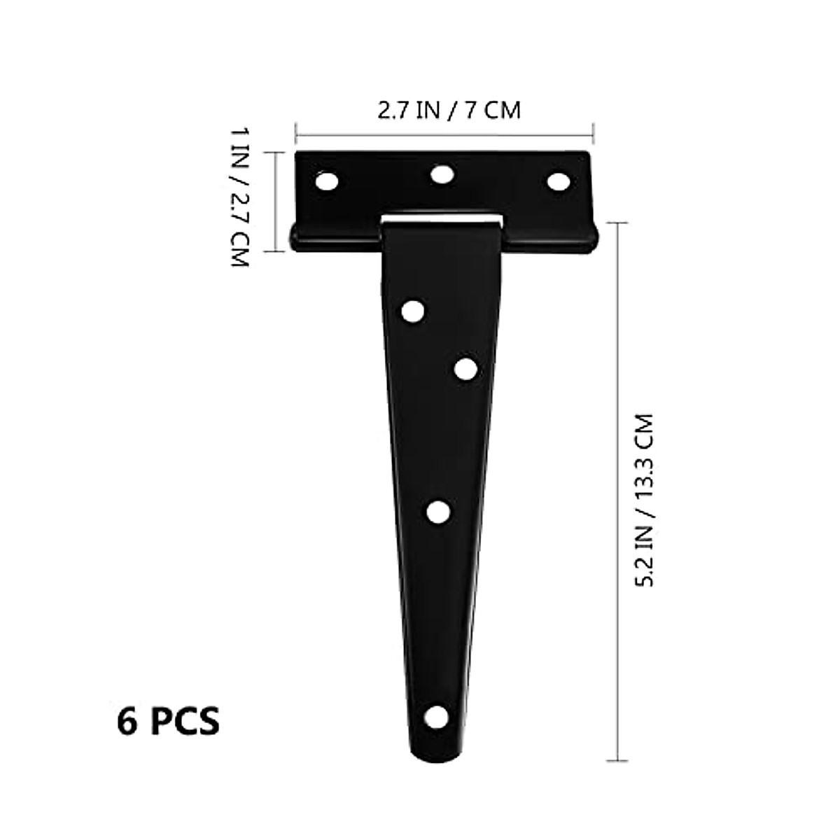 Garden Gate Hinges,Tee Shed Hinge, 6 X 5 Inch Heavy Duty Hinges Black Iron T-Shaped Triangle Hinges Shed Wood Fence Door Hinges Hardware