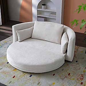 Holaki Foldable Sofa Bed, Folding Sleeper Couch Circular Floor Sofa Bed with 3 Pillows, Multi-Functional Futon Couch Convertible Loveseat Sofa Lazy Sofa Couch for Balcony Living Room (Beige)