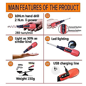 Jiahe Cordless Screwdriver, Electric Rechargeable Screwdriver 3.6V 800mAh Li-ion with Battery Indicator LED light with 12 Free Accessories for Home DIY,Both Hand and Mini Cordless Screwdriver Drill