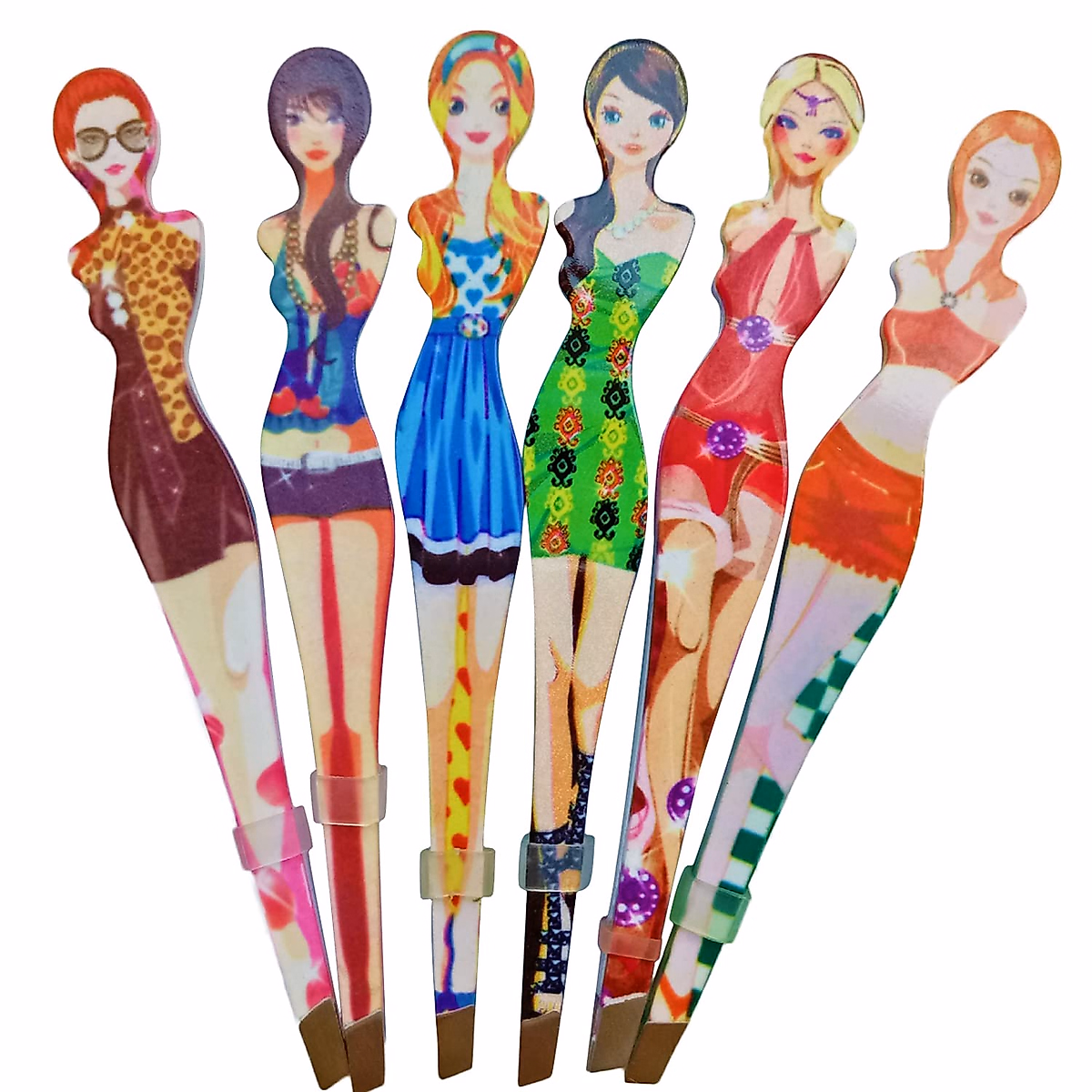 6Pcs Professional Girl Eyebrow Tweezer Stainless Steel Slanted Eyebrow Tweezers Eyebrows Hair Remover Tools Cosmetics Beauty (random color)…