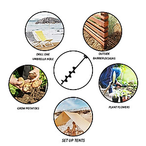 Auger Drill Bit for Planting 1.8x14.6inch Garden Auger Spiral Drill Bit Bulb Planter Auger Post Hole Digger Garden Spiral Hole Drill Planter Soil Auger Planting Auger for Hex Driver Drill Solid Shaft