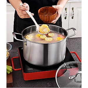 5-Quart Stainless Steel Stock Pot - Food Grade Stainless Steel Heavy Duty Induction - Stock Pot, Stew Pot, Steamer,Simmering Pot, Soup Pot with See-Through Lid, Dishwasher Safe (26cm)