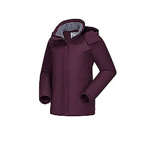 CAMEL CROWN Ski Jackets for Women Winter Snow Coats Warm Mountain Waterproof Female Jacket Hooded Windbreaker Dark Purple S
