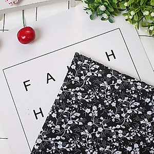 Fdit 7pcs Cotton Fabric DIY Assorted Pre-Cut Bedding Suite Quarters Bundle Black 25x25cm (25 * 25)