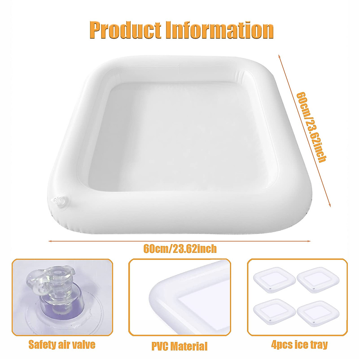 AMind4U 4PCS Inflatable Ice Serving Bars Party Cooler Drink Cooler for Parties Food Drink Containers Inflatable Ice Tray Salad Bar Party Supplies 23.6INCH (SMALL)