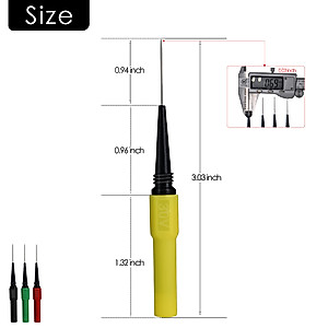 BOCEUC Piercing Clip Test Probe, 0.7mm Test Probe Pins, Non-Destructive Insulation Wire Piercing Needle, Piercing Probes Set for Banana Socket Plug Car Tester (4 Pcs)