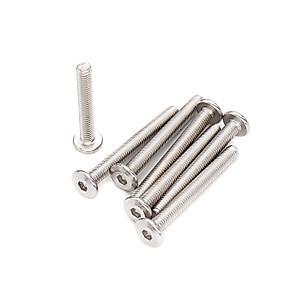 binifiMux 1/4-20 x 2 Inch Flat Head Allen Bolt Joint Connecting Bolts Socket Cap Screws for Furniture, 304 Stainless Steel, Plain Finish