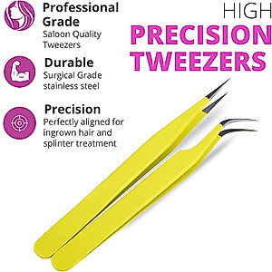 SIVOTE Eyelash Extension Tweezers for Classic & Volume Lashes, 2-Pack, Yellow