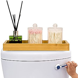 Bamboo Vanity Tray,Bamboo Tray for Bathroom,Small Tray for Dresser Counter, Toilet Tank Top Decorative Tray - Holds Small Items, Makeup Candle Perfume Ring Earring Soap Dispenser(Bamboo Tray 1 Piece)