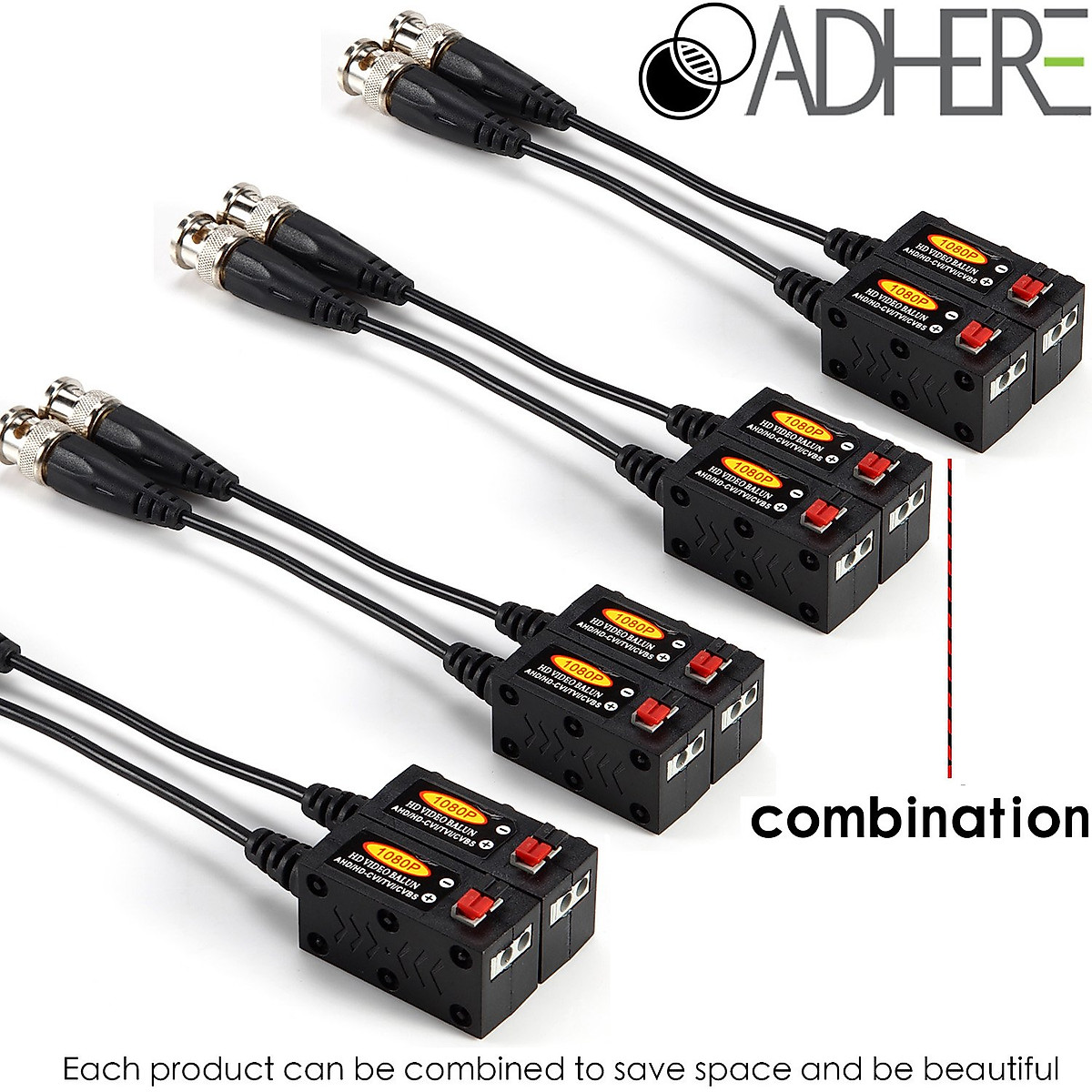 VIMVIP 1080P AHD/HD-CVI/TVI/CVBS Passive HD Video Balun Transmitter 4 Pairs (UTP Up to 350M-600M)