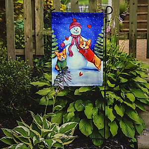 Caroline's Treasures 7048GF Snowman with Corgi Garden Flag Mailbox Flag Decorative Yard Flag Banner Outside Patio Artwork Yard Flower Beds, Garden Size, Multicolor