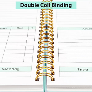 GuanQiao Meeting Notebook for Work with Action Items,Hardcover Spiral Meeting Notes for Note Taking,Professionally Office/Business/Schools Agenda for Men/Women,160 Pages,7 x 10, Teal