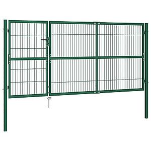 loibinfen Outdoor Garden Gate, Garden Fence Gate with Posts, Patio Gate Metal Fencing Border for Yard Outdoor, Entry Gate, 137.8"x55.1" Steel Green