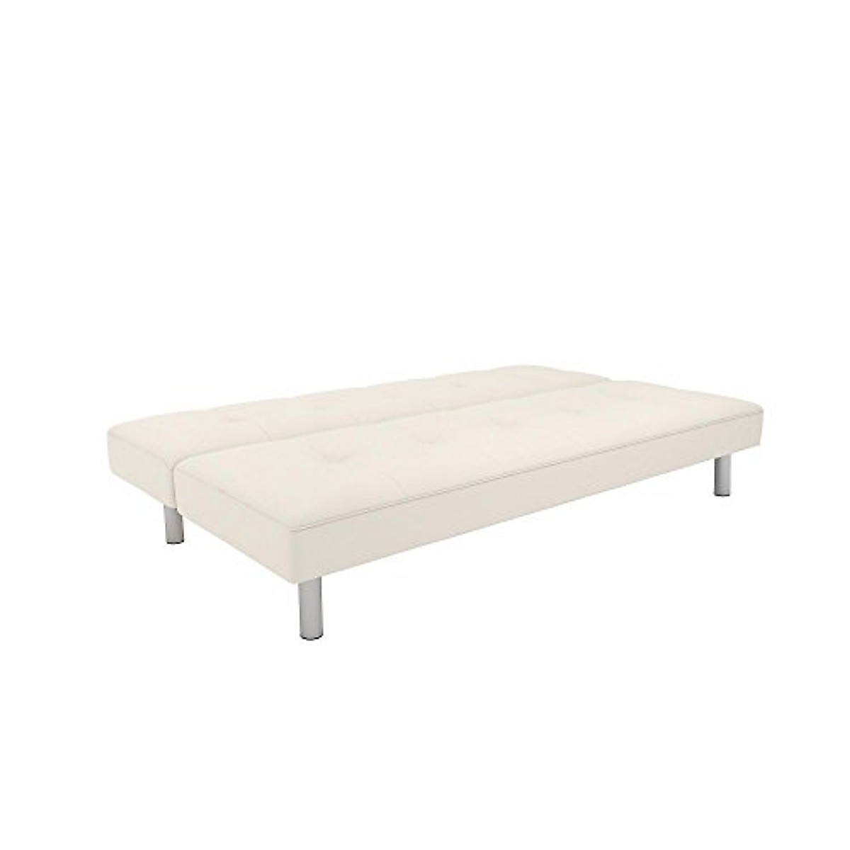 DHP Nola 69 Inch Futon Sofa Bed, Modern Armless Upholstered Couch Sleeper with Tufted Back and Seat for Small Spaces, Faux Leather, White