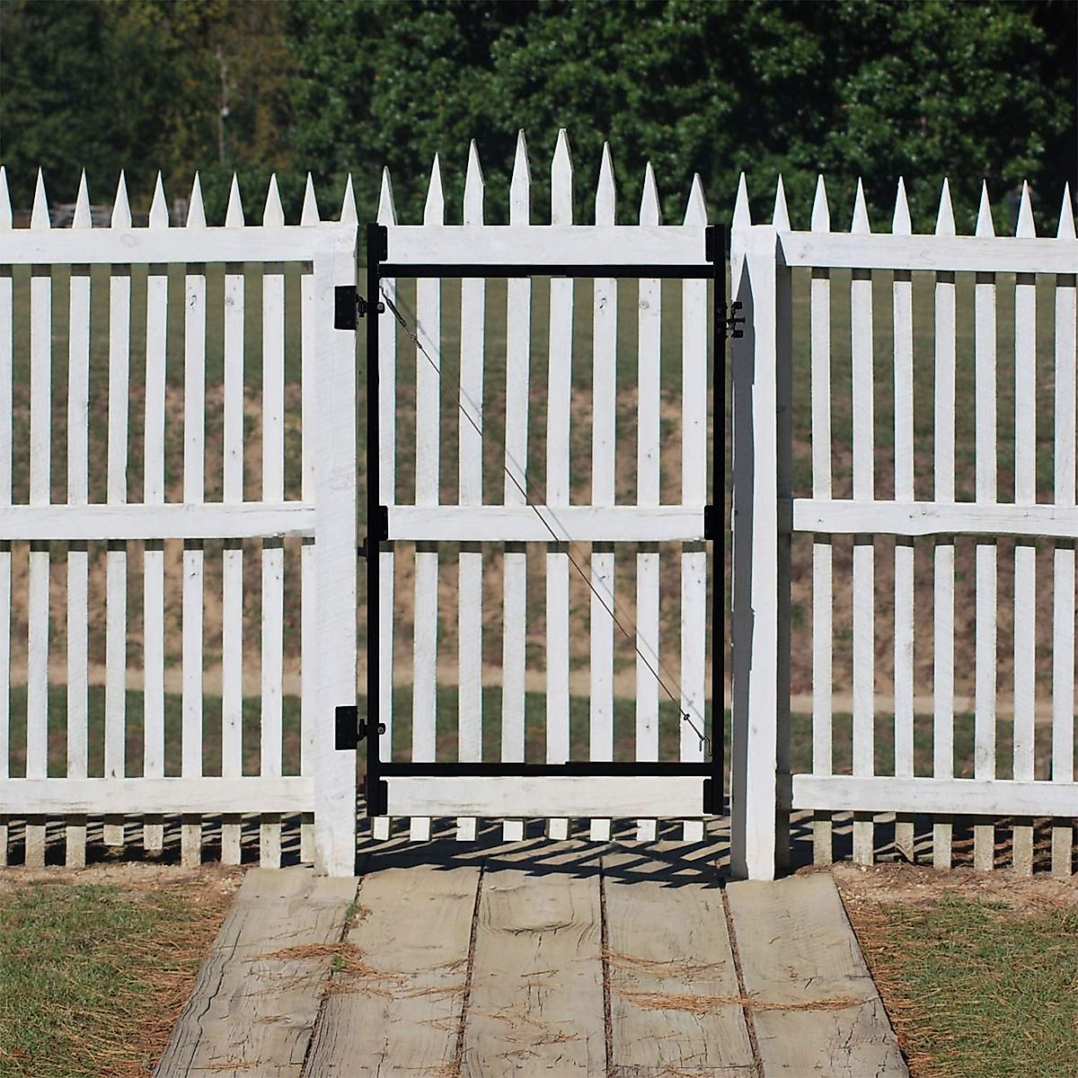 Adjust-A-Gate Steel Frame Lockable 2-Way Gate with Installation Building Kit, 36"-60" Wide Opening Up to 7' High