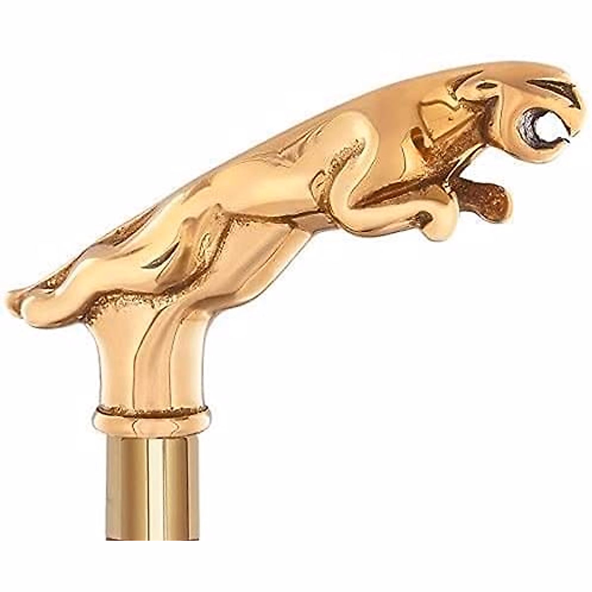 Victorian Style Jaguar Handle Walking Stick Cane Solid Brass Handle Wooden Black Stick Fordable