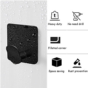 EDMILE Adhesive Hooks Wall Hooks, Adhesive Towel Hooks Stick on Towel Hanger Wall Holder, No Drill Hooks, Towel Coat Hat Hook Rack Wall Mount for Hanging Bathroom 6-Packs, Black