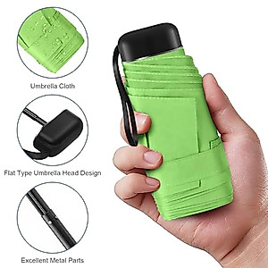 LEAGERA Compact Travel Umbrella with Case - Mini Umbrella for Purse, Small Lightweight &Tiny Umbrellas Design Perfect for Parasol Outdoor Sun&Rain,Bright Green