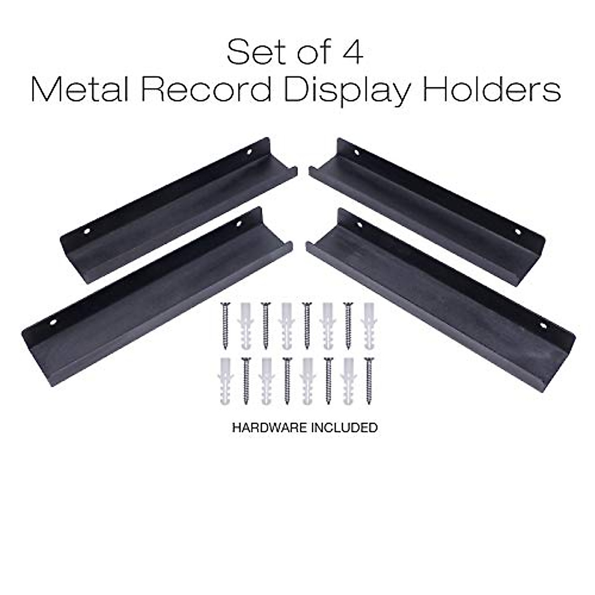 EXCELLO GLOBAL PRODUCTS Metal Record Holder Shelf 4-Pack