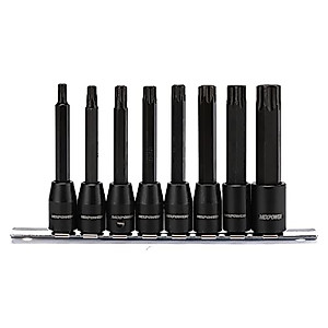 MIXPOWER Extra Long Torx Bit Socket Set, 3.5-inch Length, Torx Bit in 3/8" Drive T30 - T70, 8 Pieces Set