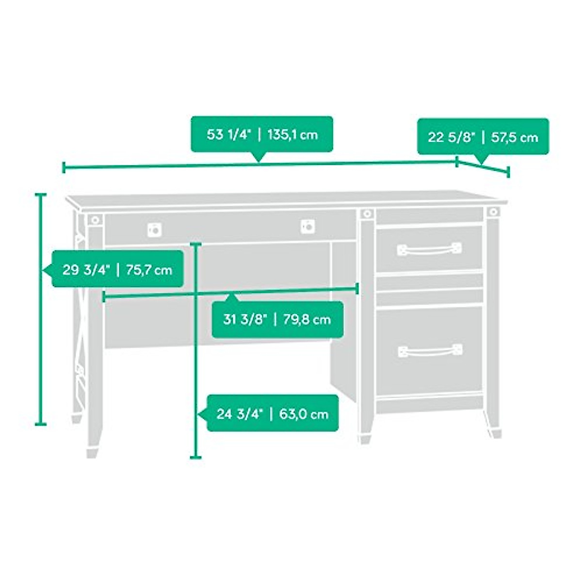 Sauder Carson Forge Desk, Washington Cherry finish