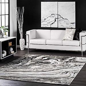 nuLOOM Drea Marble Abstract Area Rug, 4x6, Grey