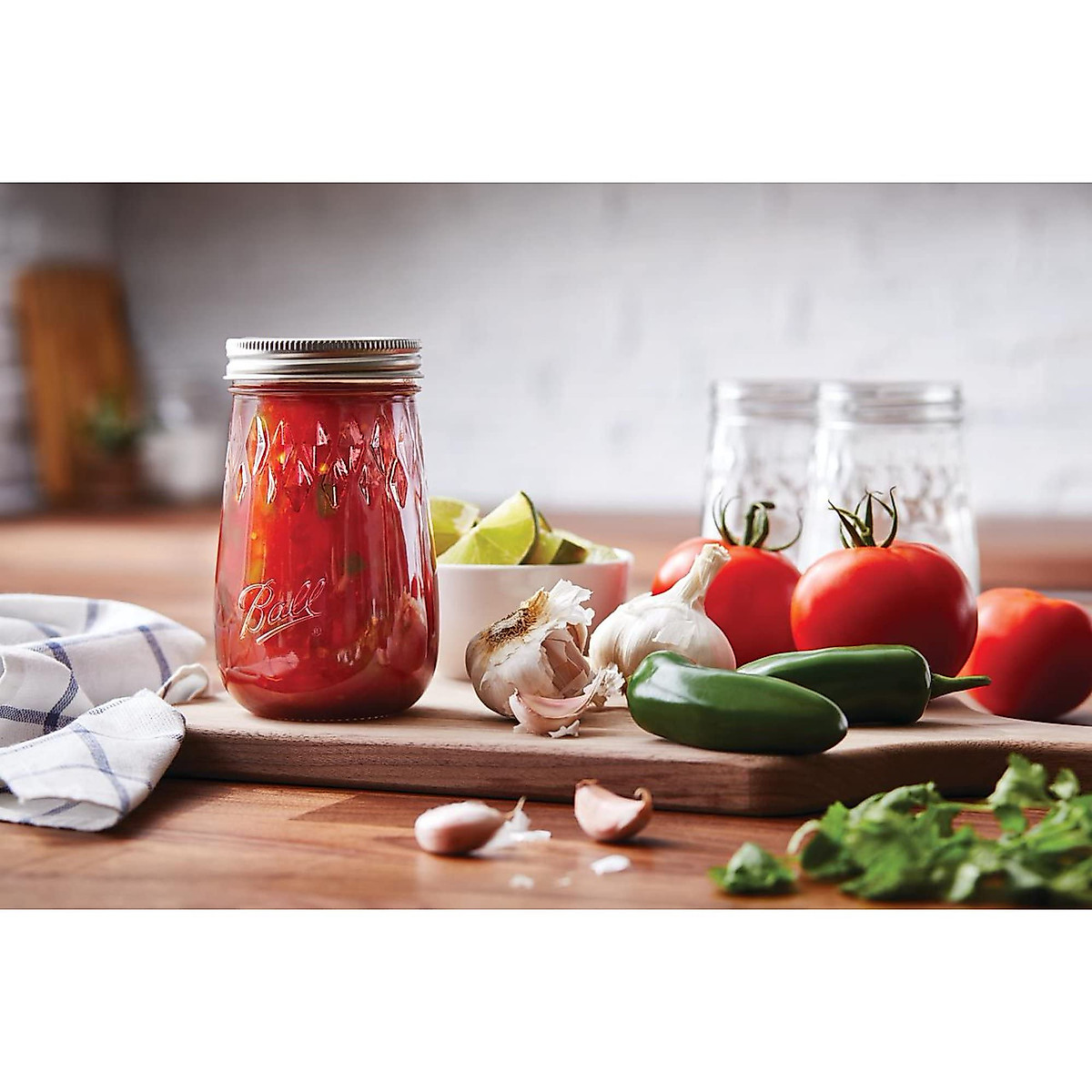 Ball Glass Flute Jars, 16 Ounces, 4 Pack