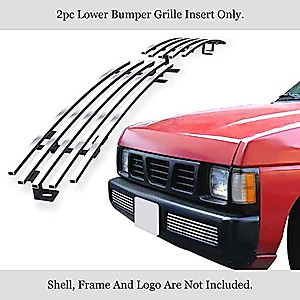 APS Compatible with Nissan Hardbody Pickup 1995-1997 Lower Bumper Stainless Steel Chrome Billet Grille Grill Insert N85117A