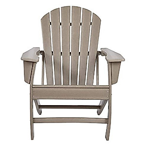 Signature Design by Ashley Sundown Treasure Outdoor Patio HDPE Adirondack Chair, Light Brown & Sundown Treasure Outdoor Patio HDPE Weather Resistant End Table, Brown