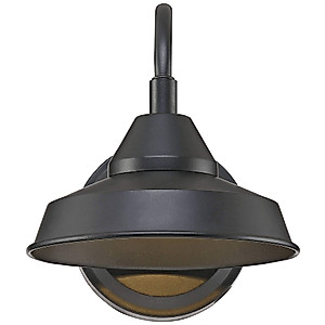 John Timberland Westley Rustic Farmhouse Outdoor Barn Light Fixture Black LED Gooseneck Arm Dark Sky 8 1/2" for Exterior Deck House Porch Yard Patio Outside Garage Front Door Garden Home Roof