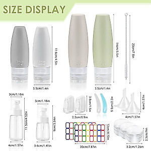 18 Pack Travel Bottles Set for Toiletries, TSA Approved Refillable Toiletry Containers Leak Proof Squeezable Silicone Travel Bottles Kit for Shampoo Conditioner Lotion Body Wash (2oz/3oz)