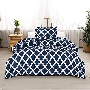 Utopia Bedding - Comforter Bedding Set with 1 Pillow Sham - 2 Pieces Bedding Comforter Sets - Down Alternative Comforter - Soft and Comfortable - Machine Washable, Quatrefoil Navy, Twin