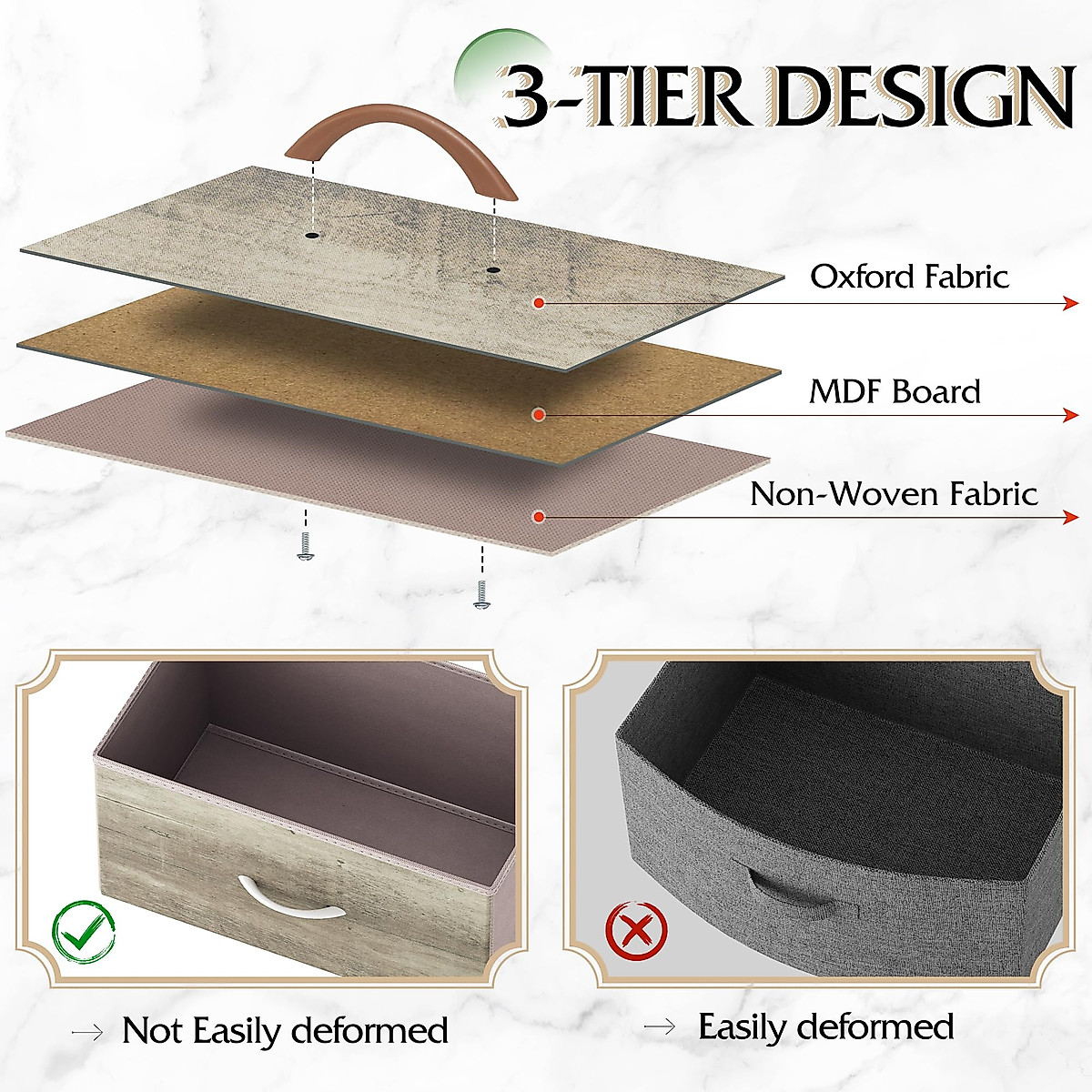 WLIVE Fabric Dresser for Bedroom, Tall Dresser with 8 Drawers, Storage Tower with Fabric Bins, Double Dresser, Chest of Drawers for Closet, Living Room, Hallway, Greige