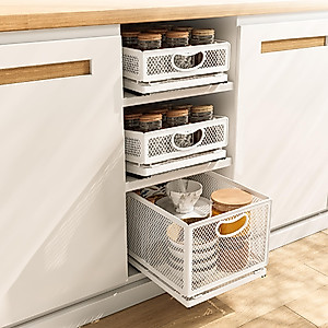 StorageWorks Pull Out Cabinet Organizer, Under Sink Organizers and Storage Rack, Slide Out Cabinet Drawers for Bathroom, Pantry, Kitchen, White