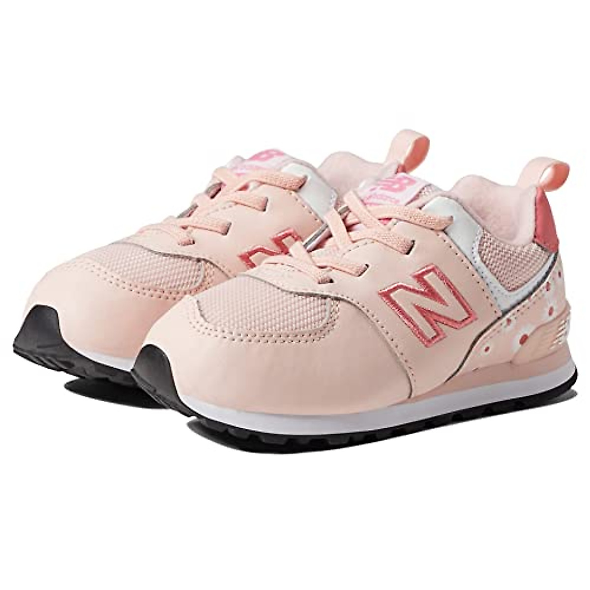 New Balance Kid's 574 V1 Flower Power Bungee Sneaker, Pink Haze/Desert Pink, 9 Toddler