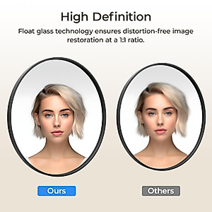 USHOWER Black Round Mirror for Over Sink 24-inch, Circle Bathroom Mirror, Metal Frame Vanity Mirror, Modern Wall Mirror for Entryway Living Room