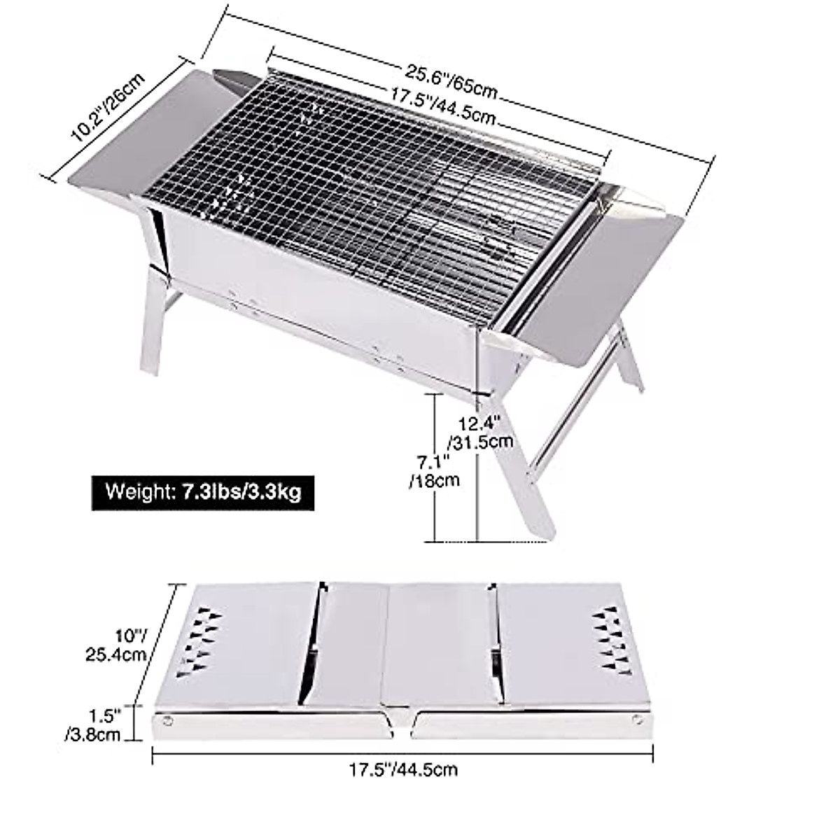 REDCAMP Foldable Charcoal Grill Barbecue, Portable Small Stainless Steel BBQ Grill Camping Grill for Outdoor Picnic Camping Cooking