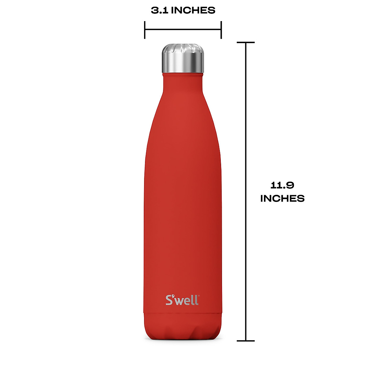 S'well Stainless Steel Water Bottle, 25oz, Poppy Red, Triple Layered Vacuum Insulated Containers Keeps Drinks Cold for 48 Hours and Hot for 24, BPA Free, Perfect for On the Go
