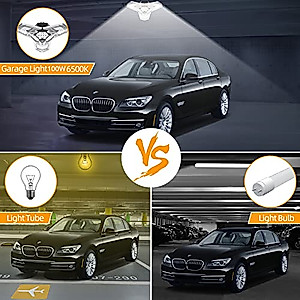 Garage Light, 100W Ultra Bright Garage Lights Ceiling LED with 3 Adjustable Panels, Garage Lighting LED Garage Storage Light 10000LW 6500K LED Garage Light for Basement, Workshop, Storage Room