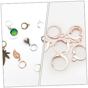 VILLCASE 200 pcs Round French Earhooks Lever Back Dangle Ear Wire Earring Making Parts French Earring Hooks Ear Decor Jump Hook Earrings Ear Open Plating Alloy Elasticity Women's Split Ring