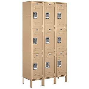 Salsbury Industries 53365TN-U Triple Tier 45-Inch Wide 6-Feet High 15-Inch Deep Unassembled Extra Wide Standard Metal Locker, Tan Brown